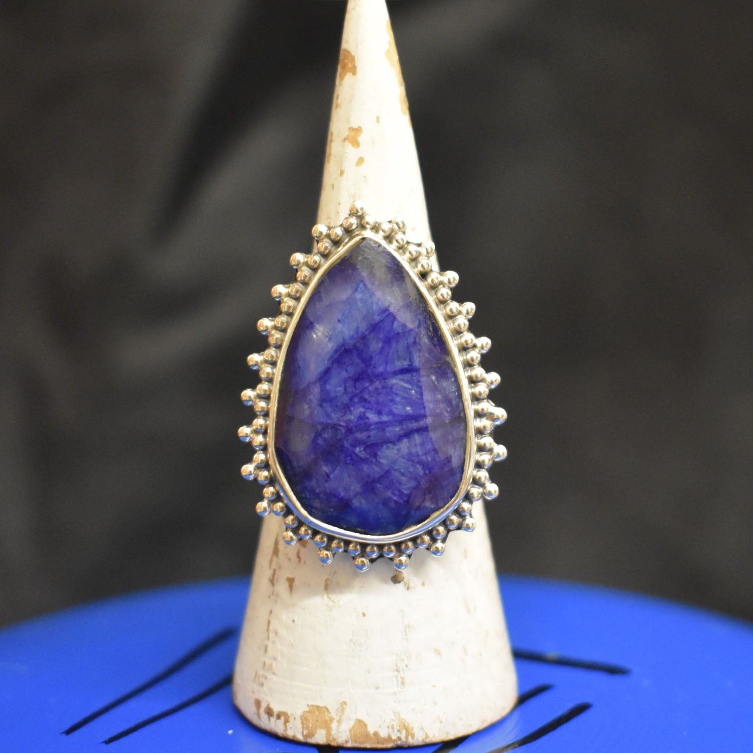 Purchase Expandable Teardrop Sapphire Ring (925) Sterling Silver online ...